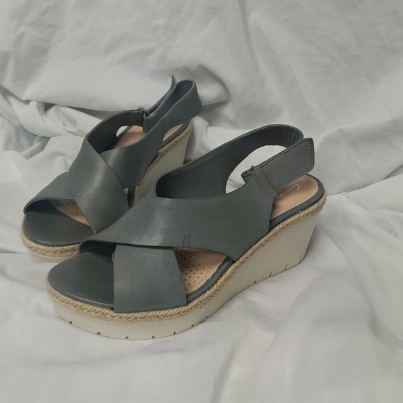 Clarks | Shoes | Clarks Gray Sandals Size 8 Medium | Poshmark